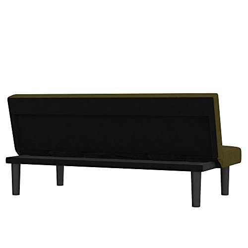 DHP Elm Convertible Living Room Sofa Bed and Couch Linen Futon, Green