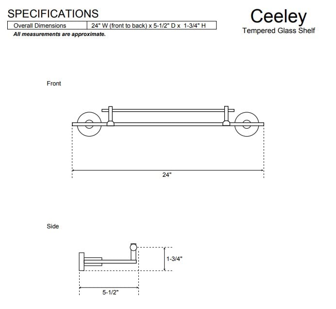 Naiture Collection Tempered Glass Shelf in Brushed Nickel Finish