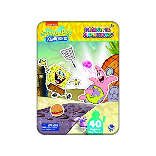 Spongebob Squarepants - Magnetic Creations Tin - Dress Up Play Set - Includes 2 Sheets of Mix & Match Dress Up Magnets with Storage Tin. Great Travel Activity for Kids and Toddlers!