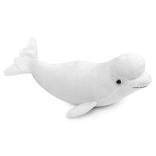 Simulation Bowhead Whale Plush Toy - Black Long Lifelike Whale Stuffed Toys, Super Soft Realistic Sea Simulation Balaena Mysticetus Dolls Plush Gift Collection for Kids, 17Inches (20in Beluga)