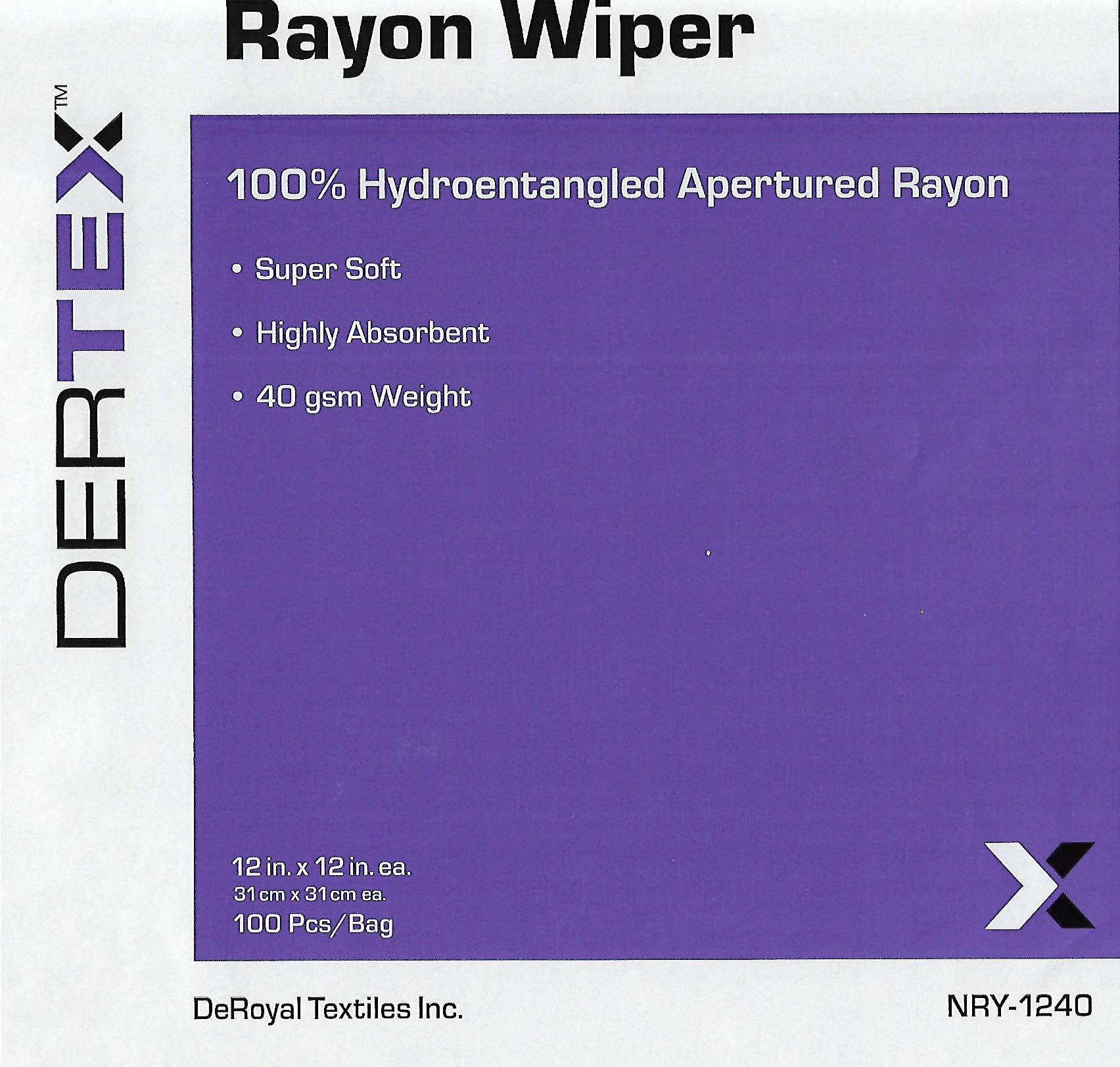 DeRoyal NRY1240-1 DERTEX Rayon Wiper 12"x12"