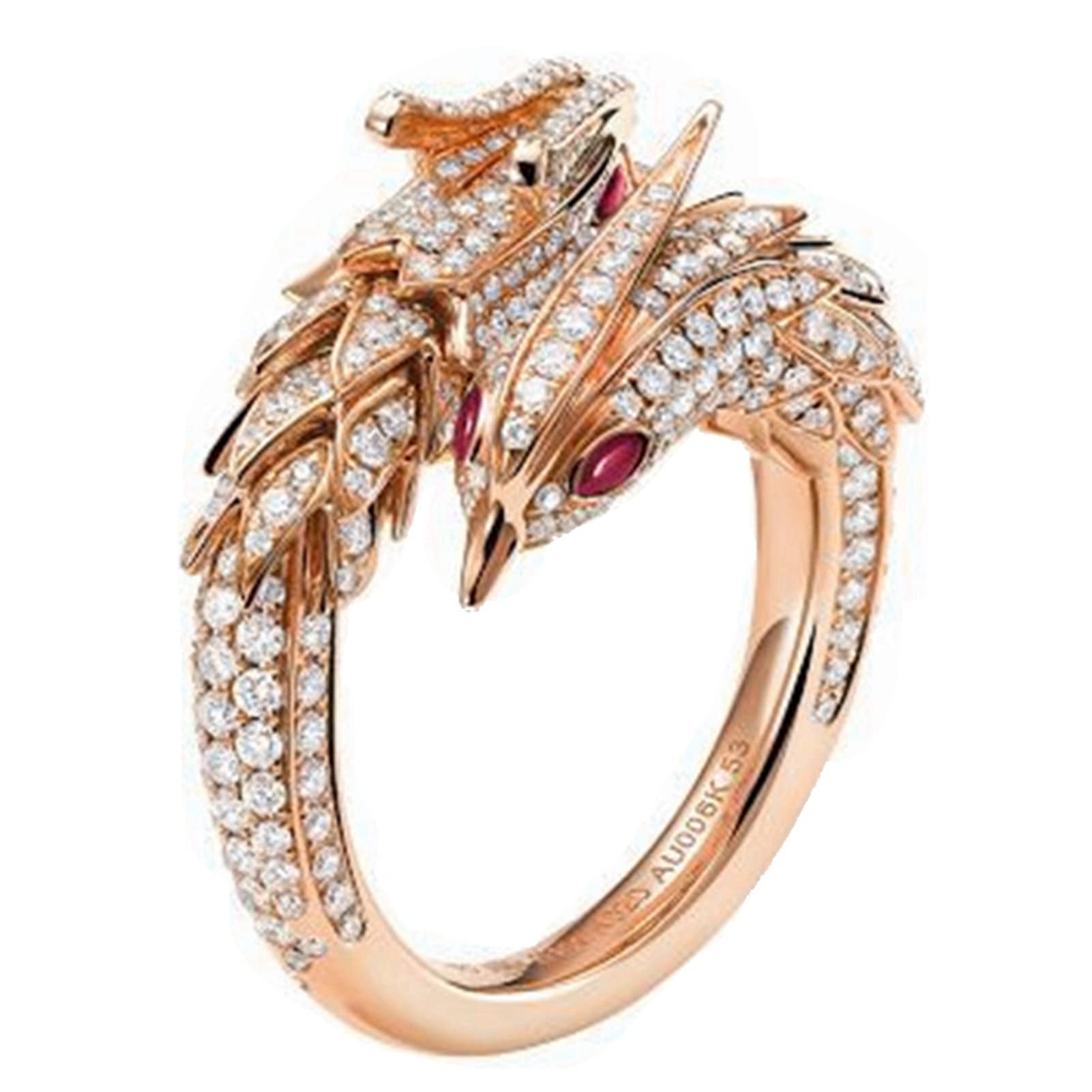Gold Dragon Phoenix Rings Adjustable Rings Engagement for Couples Rings Jewelry Gifts (Phoenix)