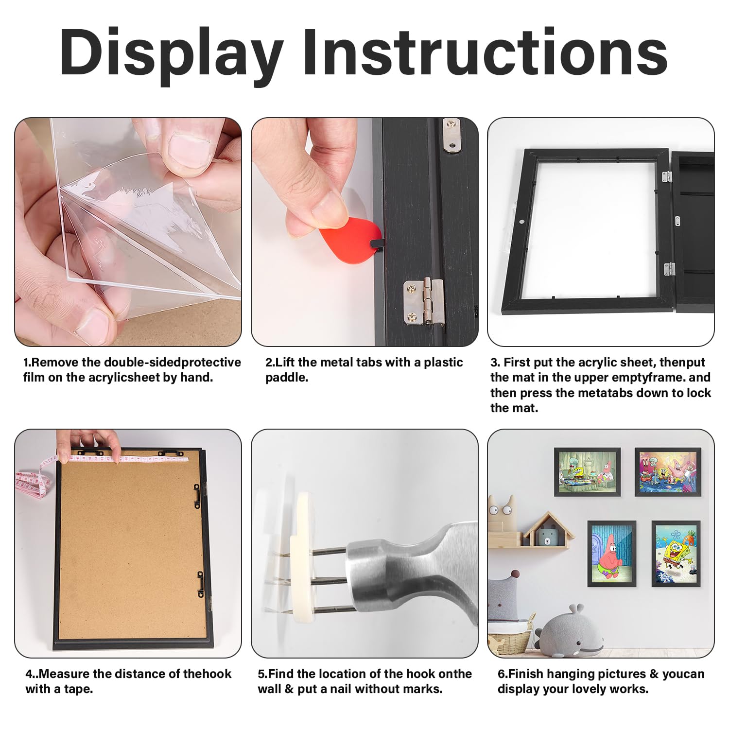 EAOAK Kids Art Frames Changeable, [4-Pack] 11.8x8.3 IN (A4 Paper) Front-Opening Kids Artwork Frames, Holds up to 150Pcs Kids Art Projects - Great for Home, Office, Drawing Storage [Black]