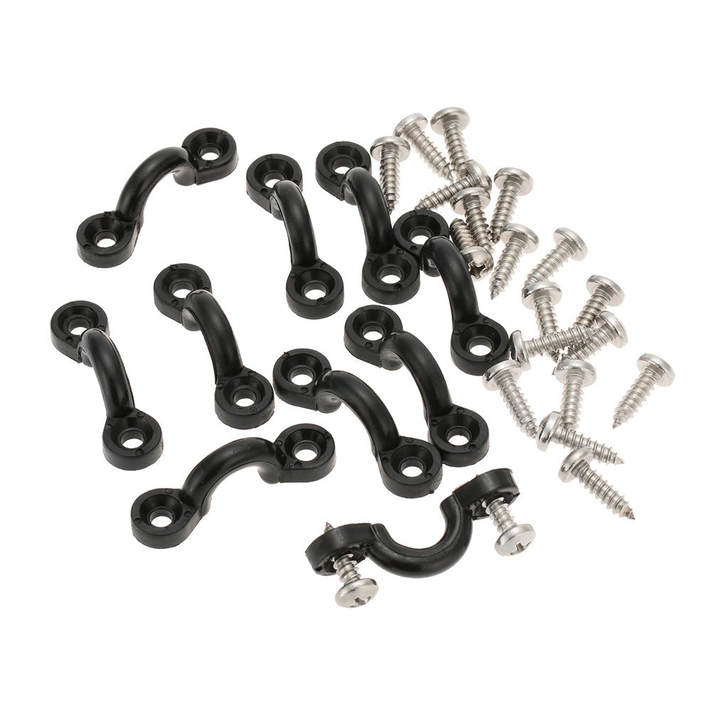 Doorslay 10pcs Nylon Bungee Deck Loops Tie Down Pad Eye with 20 Screws Kayak Hardware Kayak Pad Eye Kit for Kayaks, Canoes or Boats