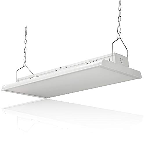 Konlite 4FT Linear LED HighBay Light 300W 42000 lumens 1-10V dimmable 5000K Color UL and DLC Listed Industrial LED Warehouse and Aisle Lighting Compares to 8 Lamp Fluorescent T5 Fixture