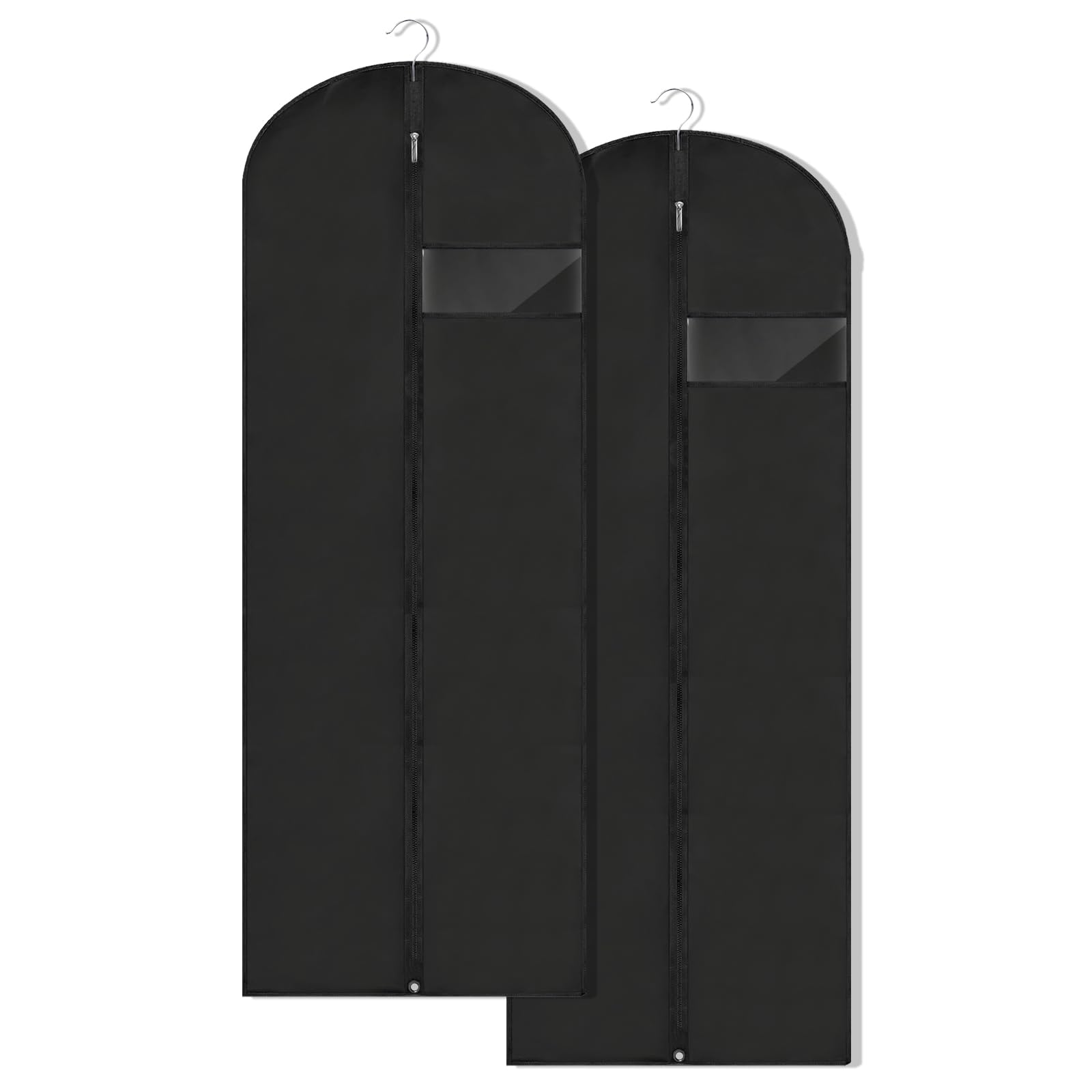 LXLOVESM Dress Bags for Gowns Long, 65'' Garment Bags, Suit Bag for Storage and Travel, 2 Pack (Black)