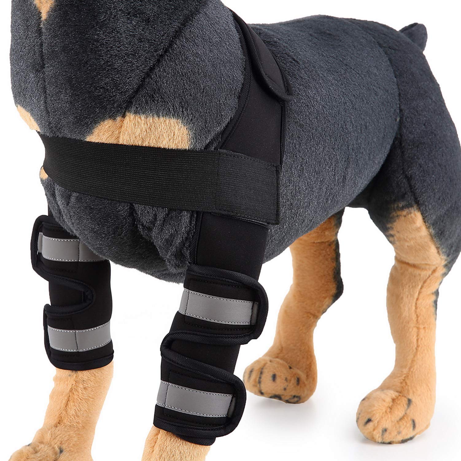 SELMAI Reflective Dog Shoulder Brace Front Leg Brace Canine Elbow Protector Extra Supportive Joint Wrap Arthritis Loss of Stability Helps Wounds Healing Prevents Injuries Sprains Black S
