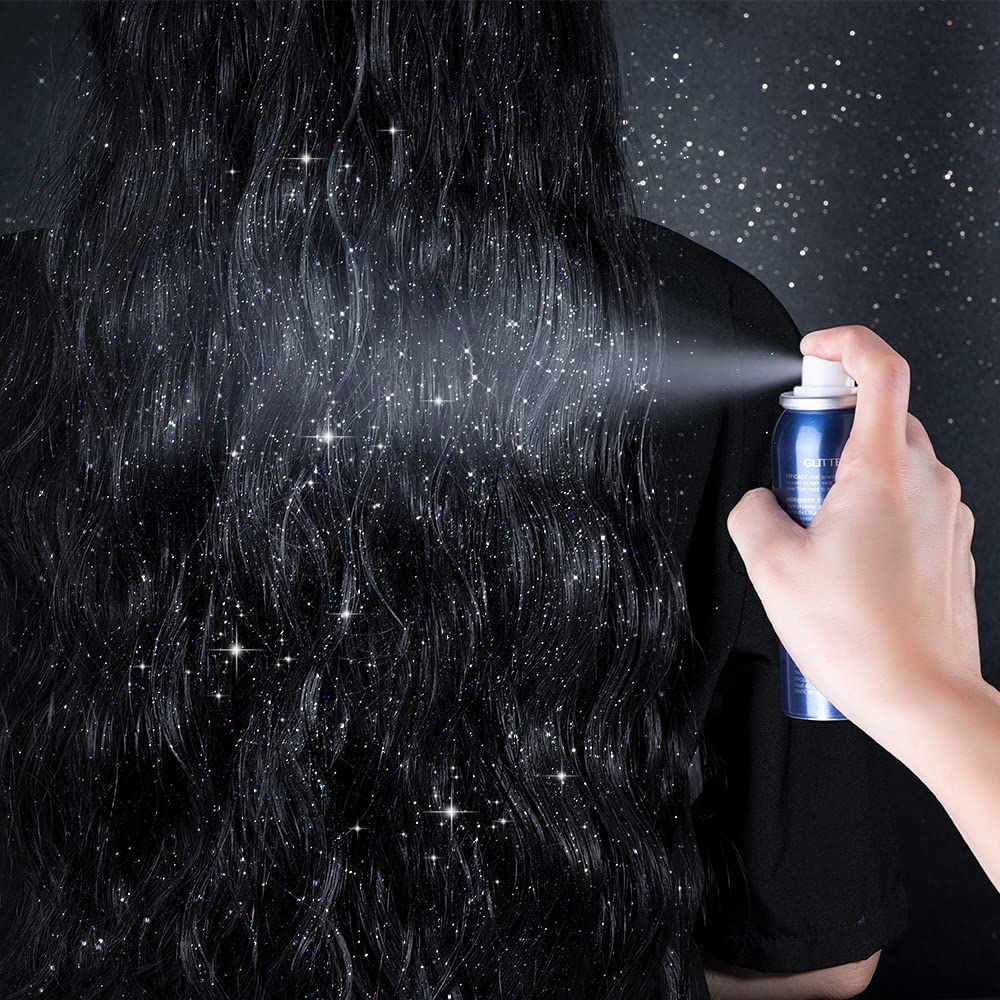 Ibccndc Glitter Spray Shimmer Silver Glitter Hairspray for Women Tiktok, Hair and Body Glitter Spray