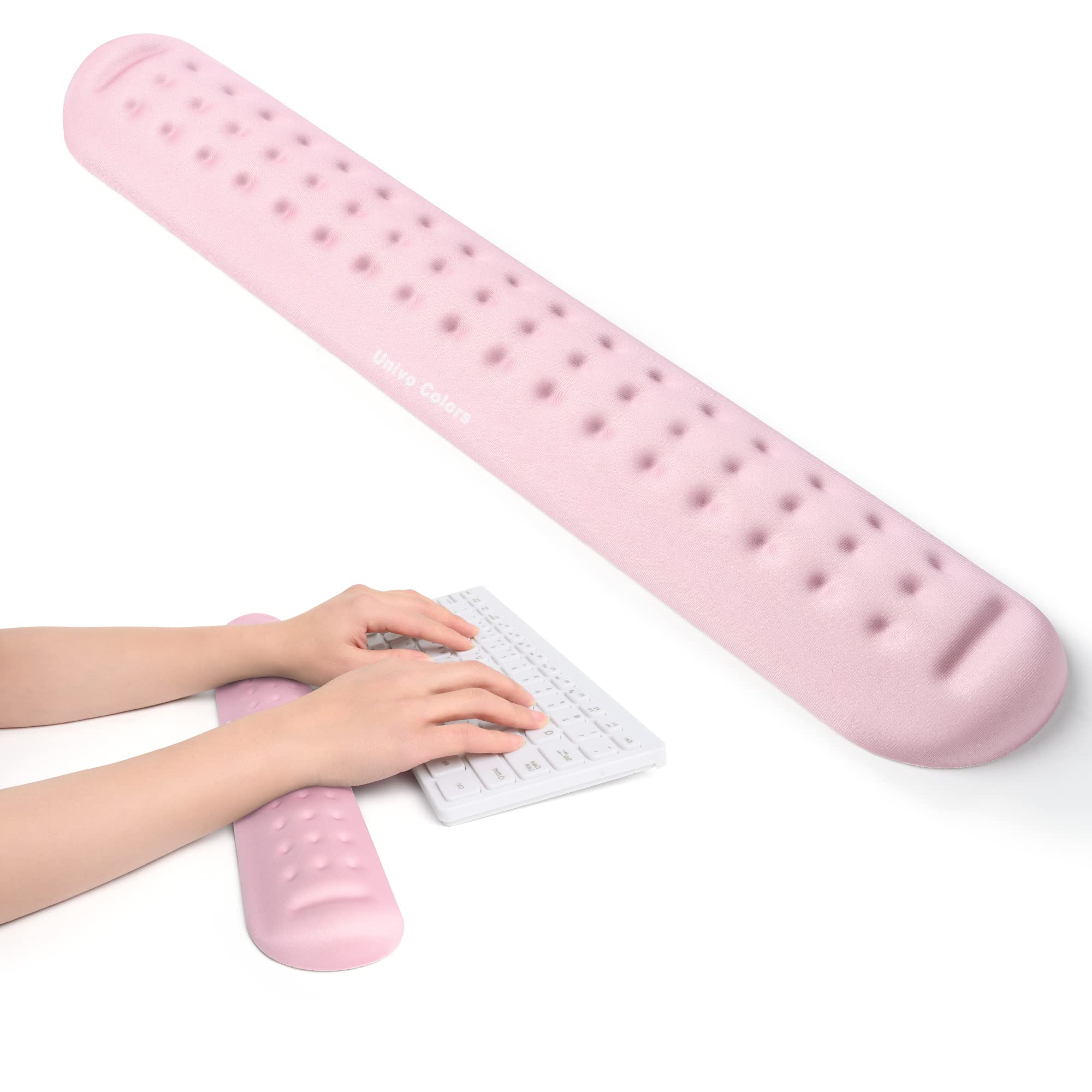 Univo Colors Pink Superfine Memory Foam Keyboard Wrist Rest Soft Gel Ergonomic Wrist Support Pad for Computer, Laptop, Office, Gaming, Typing