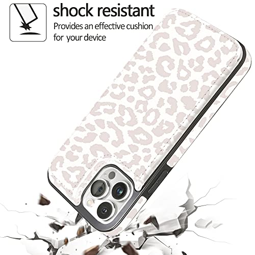 uCOLOR Flip Leather Wallet Case Card Holder for iPhone 12 Pro/12 Women and Girls with Card Holder Kickstand Marble Design Compatible with iPhone 12/iPhone 12 Pro 5G 6.1 inch (Leopard)