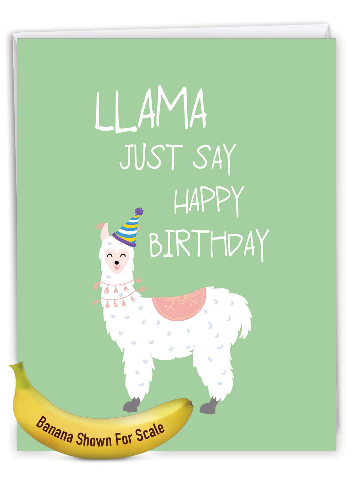 NobleWorks - Jumbo Birthday Greeting Card 8.5 x 11 Inch with Envelope (1 Pack) Big, Jumbo Bday Llama Just Say J6445ABDG