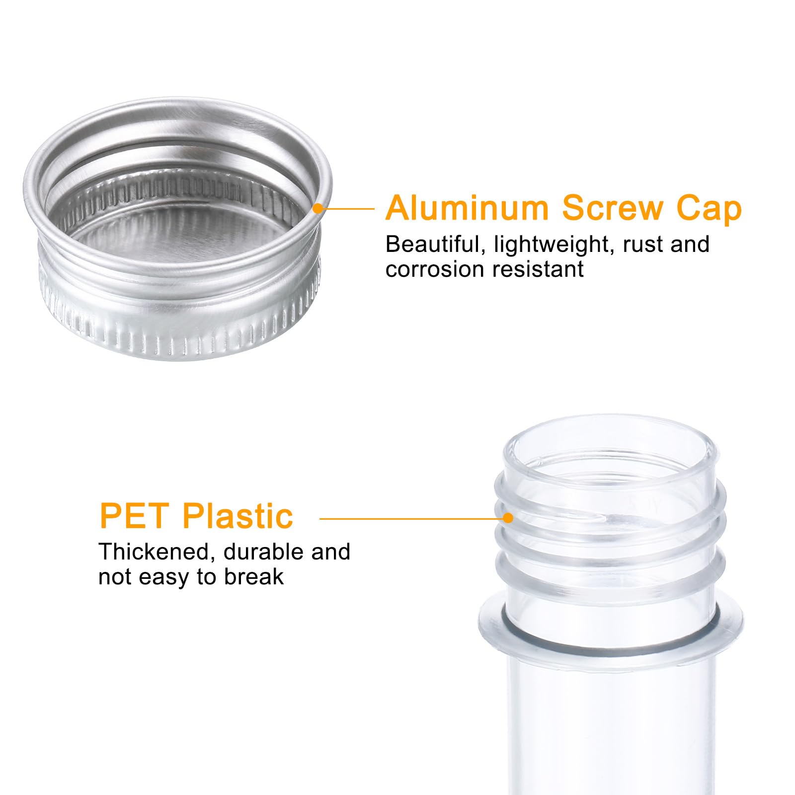 PATIKIL 200Pcs 45ml Plastic Test Tube with Screw Caps, 140x25mm Tubes Aluminum Lid, for Scientific Experiments Party Decoration Candy Bead Storage Bath Salt