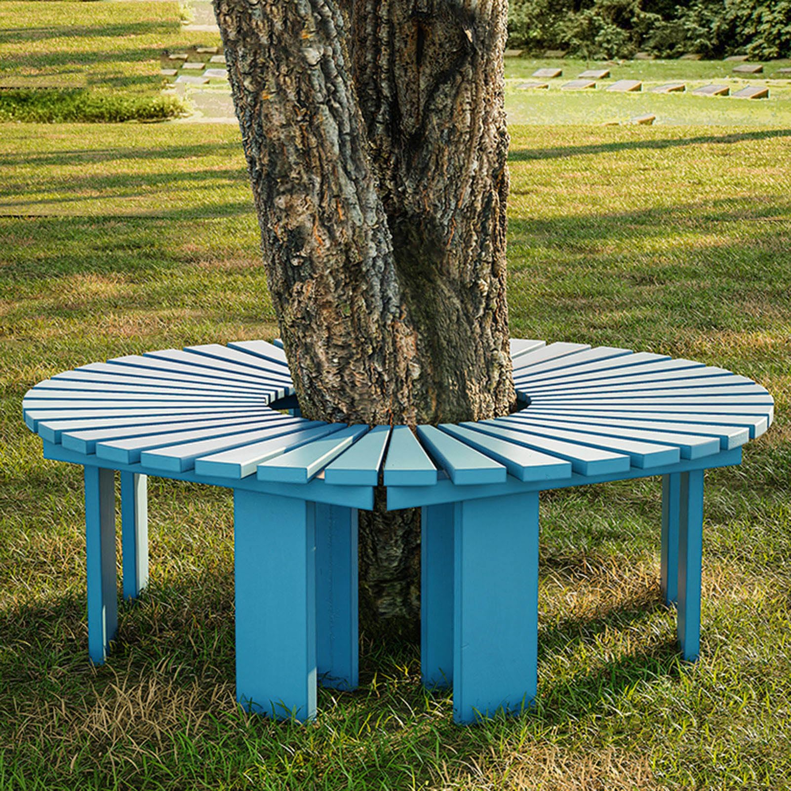 Outdoor Courtyard Bench Wooden Curved Benches Round Park Bench Outdoor Furniture,Solid Wood âSlatted Seat Fan-Shaped Bench,Garden Tree Bench Backless Bench Patio Half Round Tree Bench Lounge Seating