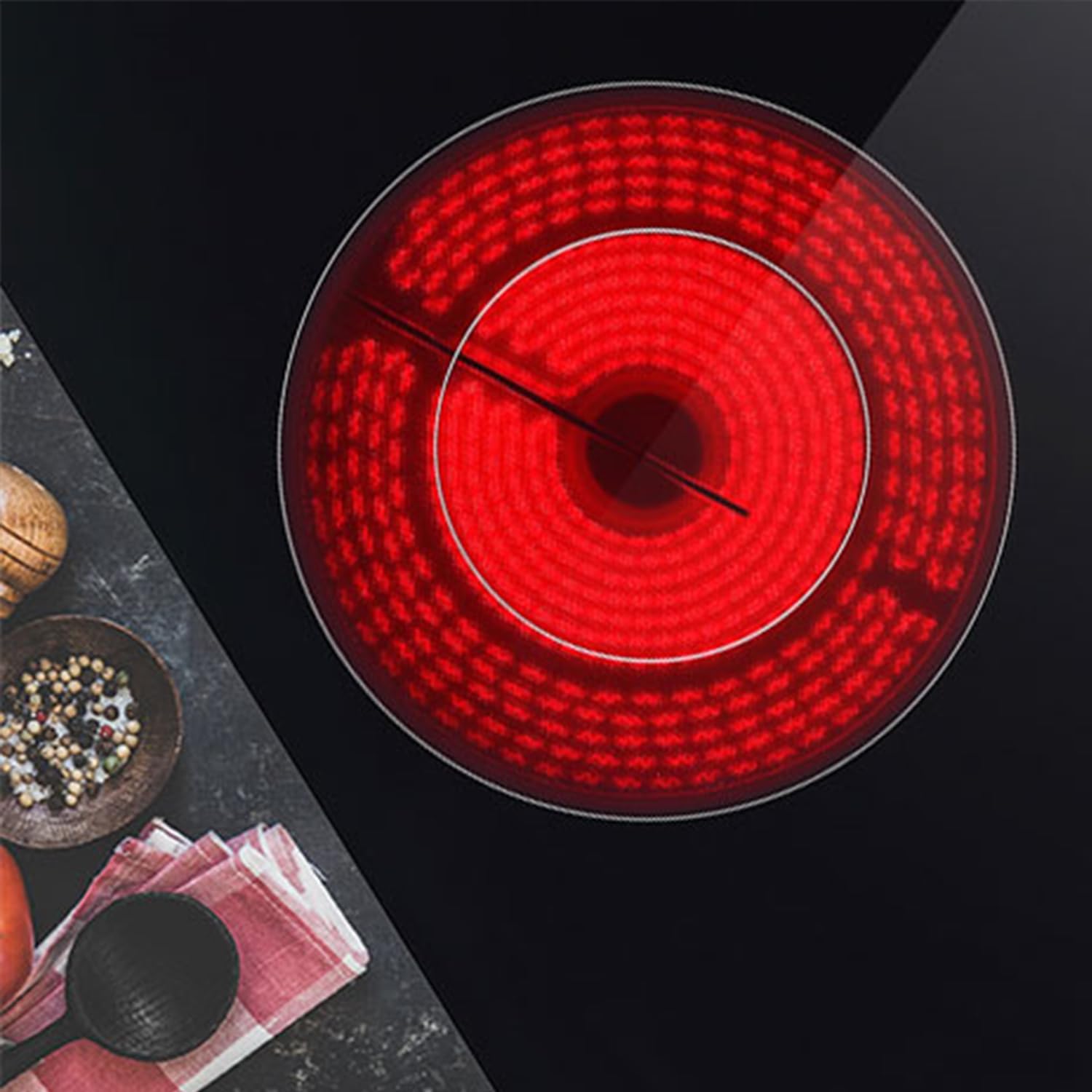 Empava 24" Electric Radiant Cooktop 4 Burners Stove Top with 1-99 Minutes Timer and 9 Heating Levels Smooth Glass Surface in Black, 24 Inch
