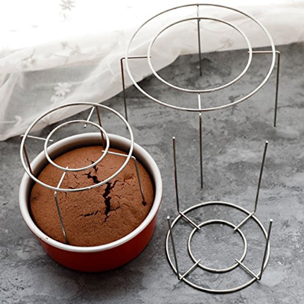FashionMall 2 Pcs Stainless Steel Cake Cooling Rack Round,Cooling Stand with Four High Legs For Cooking Baking,7 Inch And 5 Inch