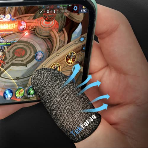 TEKPANDA Gaming Finger Sleeves | Competitive Mobile Gaming, PubG, COD Silver Fiber Breathable, Comfortable, Anti-Fatigue, and Anti-Sweat for Smartphones and Tablets | 10 Piece Set (Red)