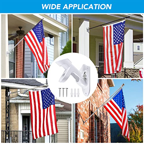 HOOPLE Flag Pole Holder for Outside House, Flag Holder, Flag Holders for Outside, Heavy Duty Flag Pole Mounting Bracket, Flag Bracket, Aluminum Rust Free Coated, Stainless Hardware 1" Diameter (White)