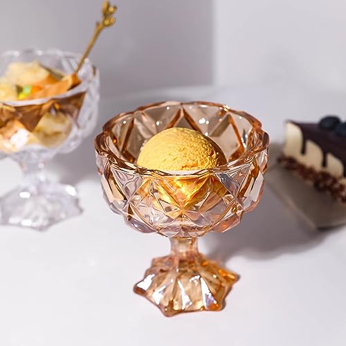 KALWEL,Dessert Cups,Trifle Bowl Glass,Dessert Bowls,Clear Glass Bowls,Clear Dessert Cups,Footed Bowl,Dessert Cups With Spoons,280ml,Suitable For Sherbet Sandwiches, Fruits, Salads, Snacks, Cocktails