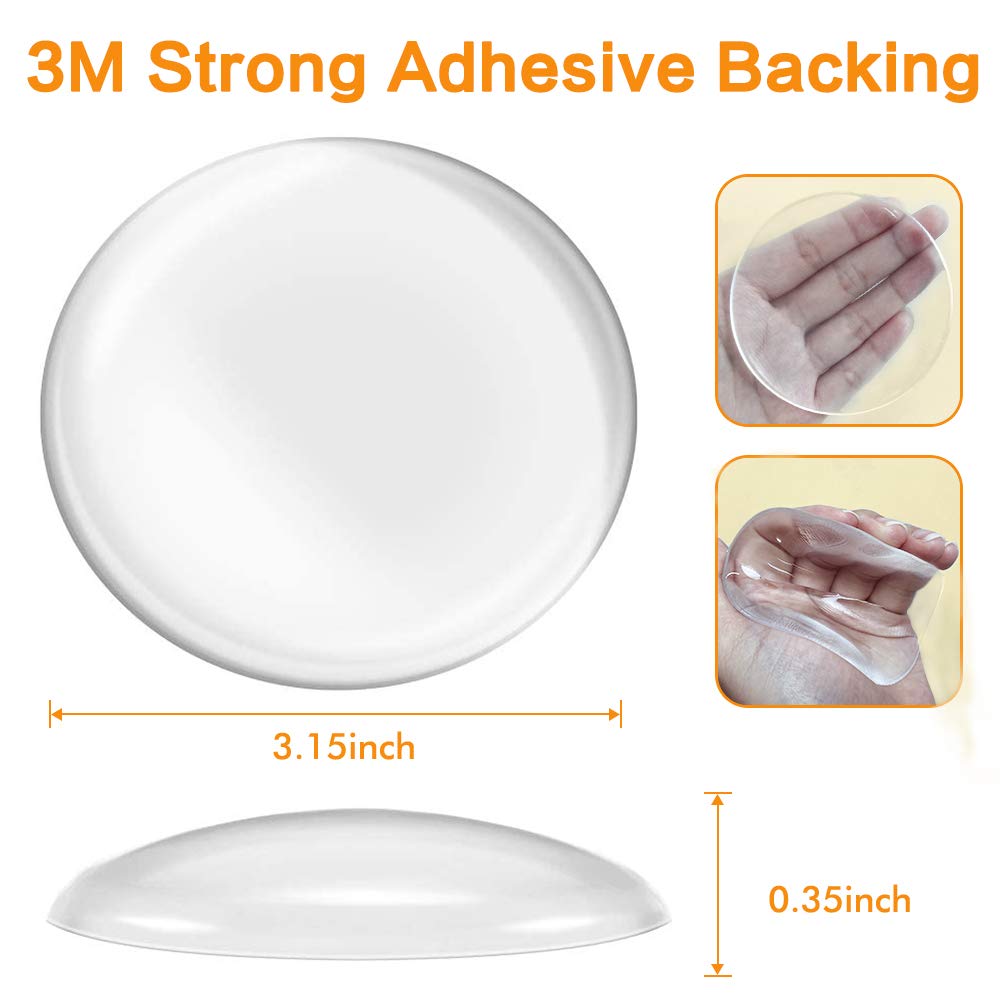 Door Stopper Wall Protector (9pack) - Adhesive Reusable Bumper Protector - Clear, Quiet, Shock Absorbent Gel, Wall Shield & Silencer for Door Handle - Door Knob Safety Cover (Clear, 1.97inch)