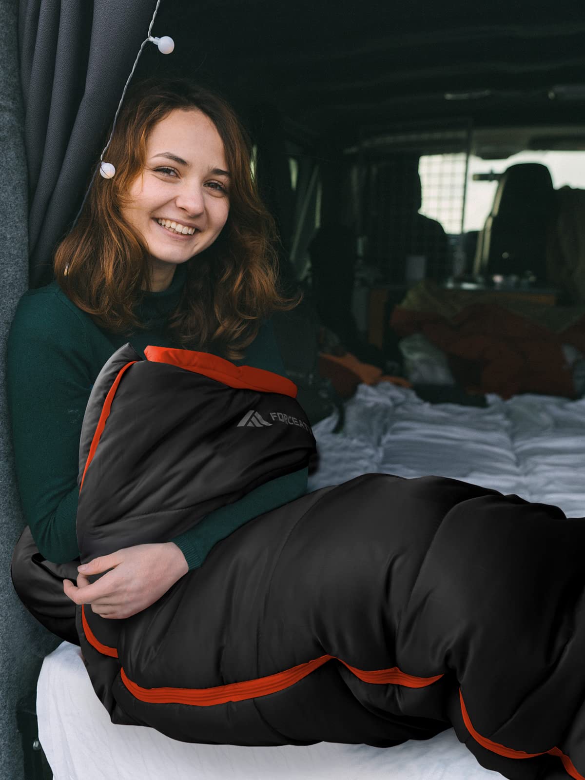 Forceatt Mummy Sleeping Bag for 3-4 Seasons,Use Temperature is 14°F-59°F, Backpacking Sleeping Bag for Adults and Kids,Warm,Tearproof and Waterproof,for Camping (Thickened-Black & Red)