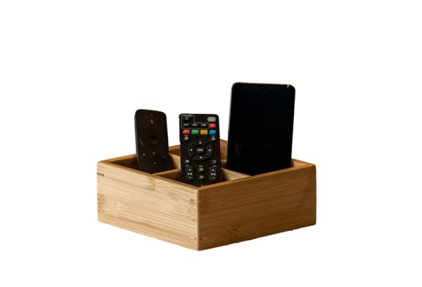 GOBAM Bamboo Tie Box, 4 Compartments - Tie Organizer for Drawer - Storage Box Organizer for Men, Pocket Square, Neck ties, Keys, Tie Clips & Cufflinks - Natural