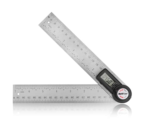 HURRICANE Digital Angle Finder Protractor, 2 In 1 Digital Level and Angle Gauge, 7 Inch / 200mm Stainless Steel Measuring Ruler with Large LCD Display for Woodworking, Crown Molding and Daily Use