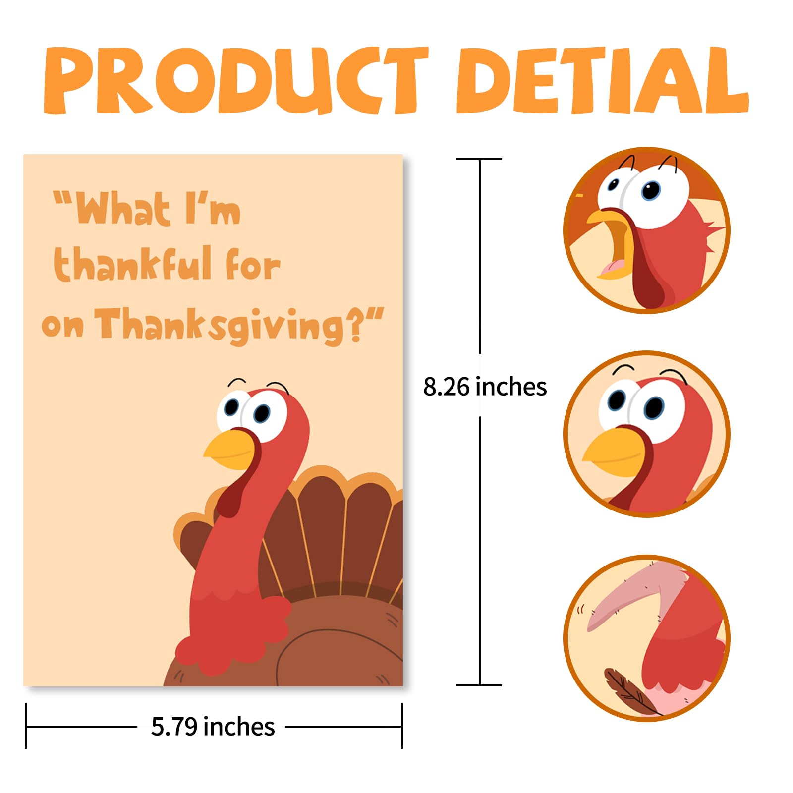 DTESL Happy Thanksgiving Card Funny, Sound and Shaking Head Motion Cartoon Humor with Envelope - not a turkey