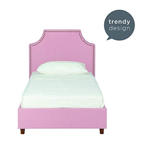 DHP Melita Linen Upholstered Platform Bed Frame,Pink, Twin