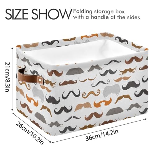 Emelivor Mustache Beard Face Storage Basket Bins Foldable Toy Baskets Organization with Handles Laundry Hamper for Office Bedroom Clothes Bedroom Living Room,1 pcs