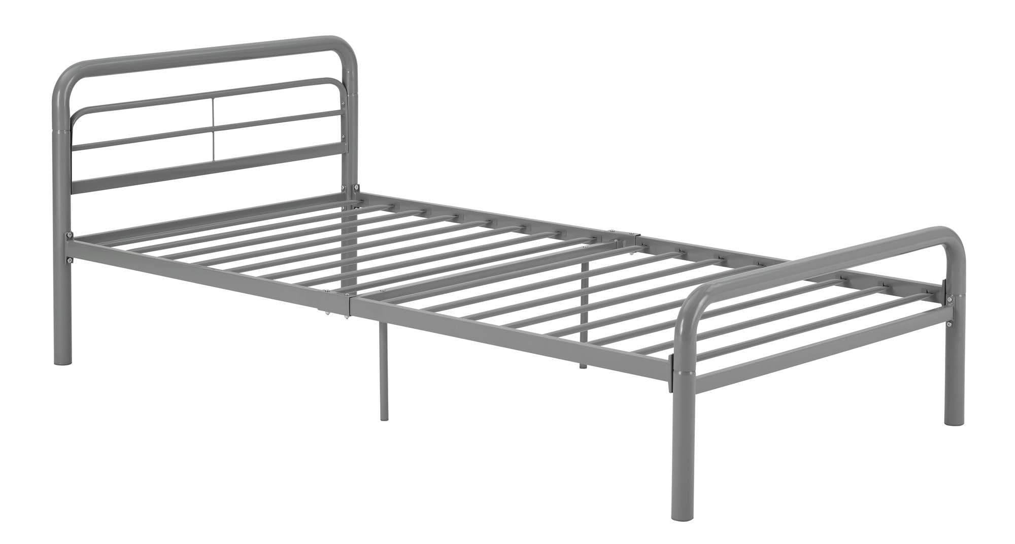 DHP Metal Bed with Round Tubing, Modern and Simple Design, Twin, Silver