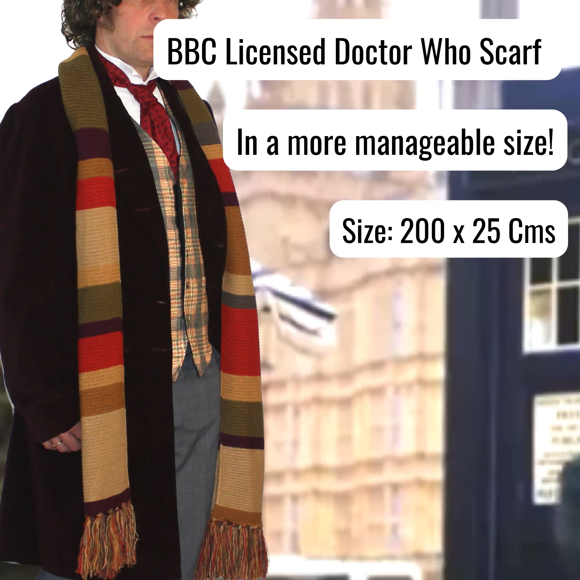 Doctor Who Fourth Doctor (Tom Baker) Shorter Scarf - Official BBC Licensed Scarf by LOVARZI