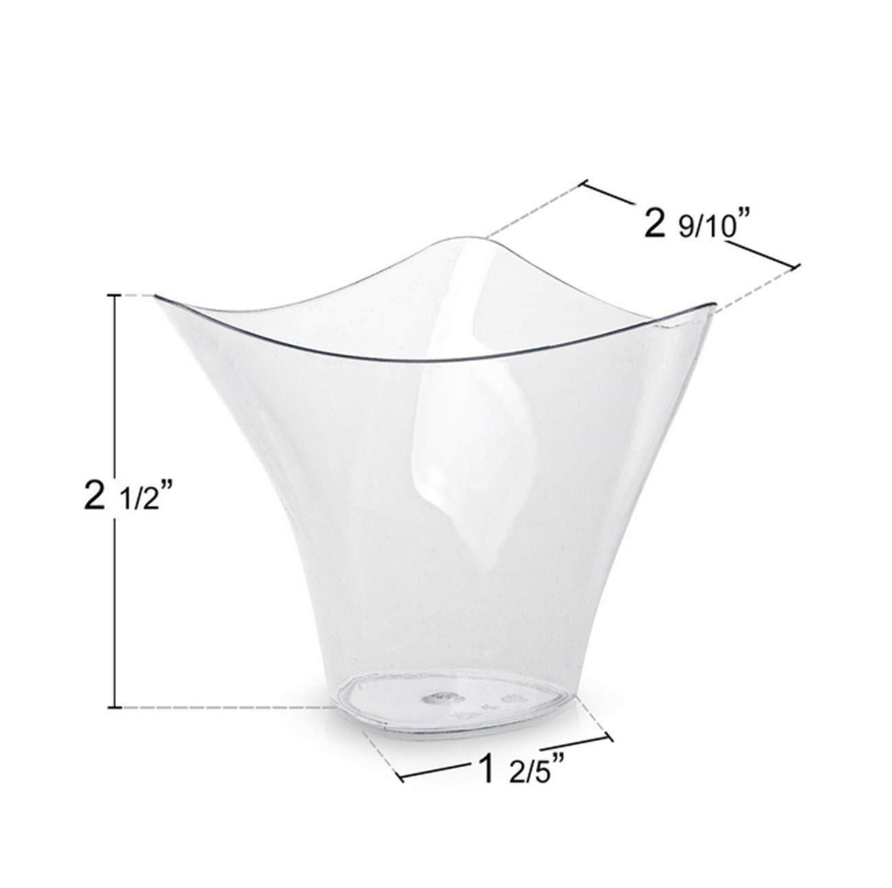Healthcom 50 Pcs/set 3.3 Oz 100ml Plastic Dessert Cups with Spoons Swirl Triangle Ice Cream Dessert Bowls Disposable Dessert Cups Appetizers Cups Salad Bowl Tasting Sample Cup for Party Wedding
