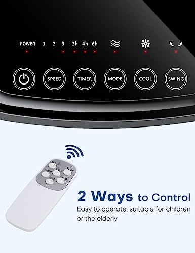 TEMEIKE Portable Air Conditioner, 3-IN-1 Evaporative Air Cooler Windowless, 4 Modes & 3 Speeds Personal Swamp Cooler w/Humidifier, Remote & 12H Timer, Evaporative Cooler for Room Home Office, 22-Inch