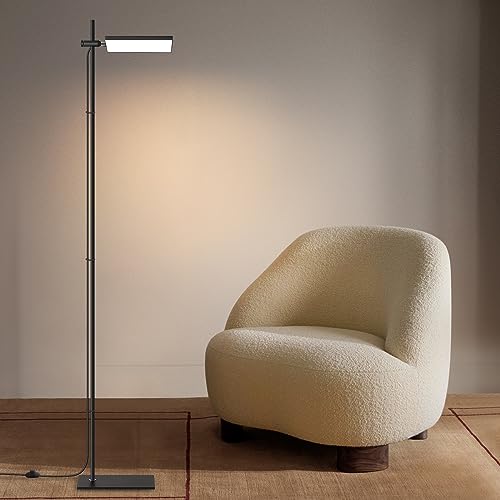 VISDANFO Modern Floor Lamp, 360 Degree Rotation Sky LED Floor lamp Office Lighting, Bright LED Standing Pole Light, Tall Lamps for Living Room,Bedroom,Reading,Study Room (Black)