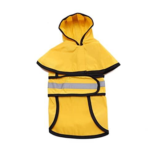 Ornaous Reflective Yellow Dog Raincoat with Hood, Waterproof Pet Rain Jacket for Small Puppy Large Dogs(L Size)