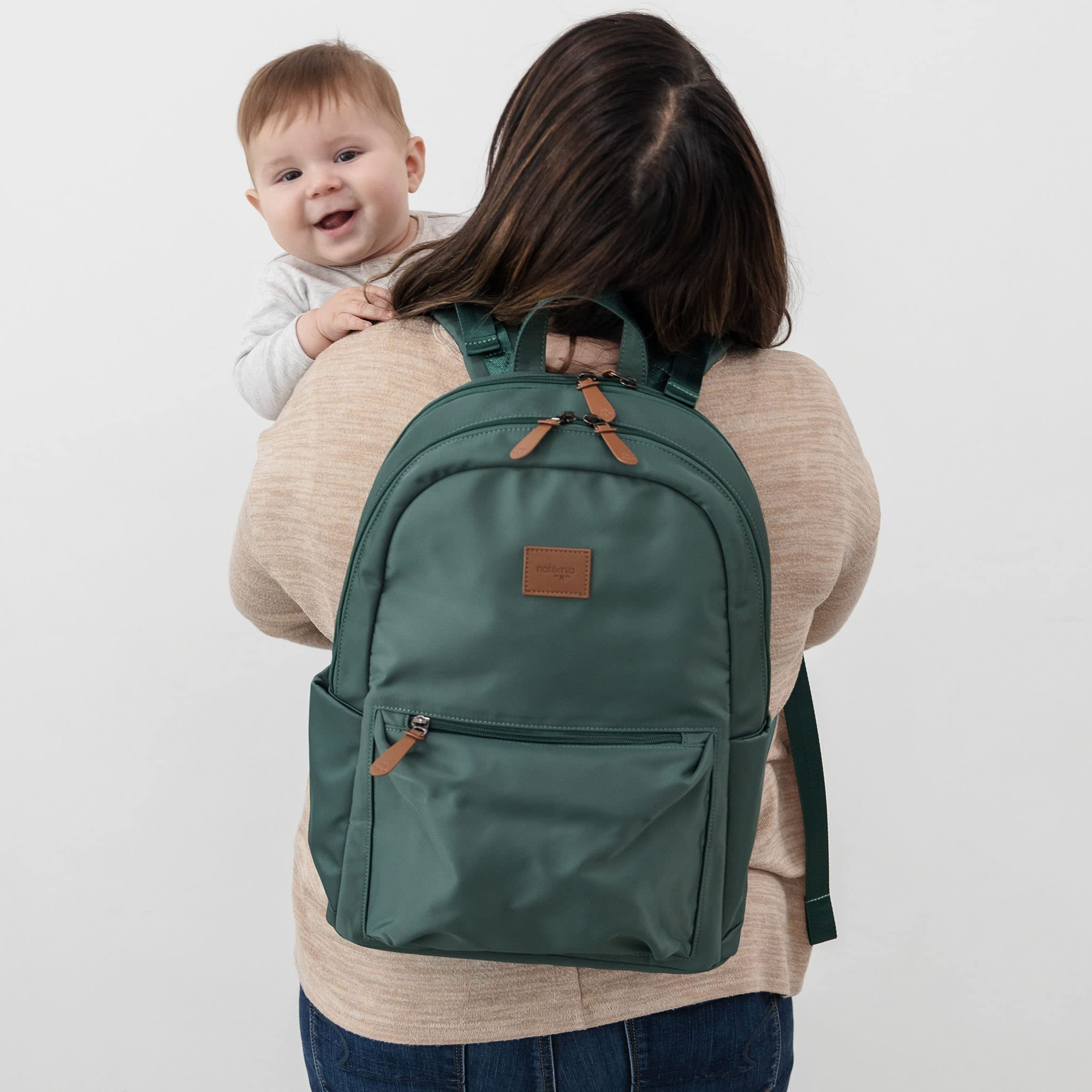 Natemia Diaper Backpack - Water-Resistant Baby Diaper Bag with Pockets, Stroller Straps, and Portable Changing Pad Included