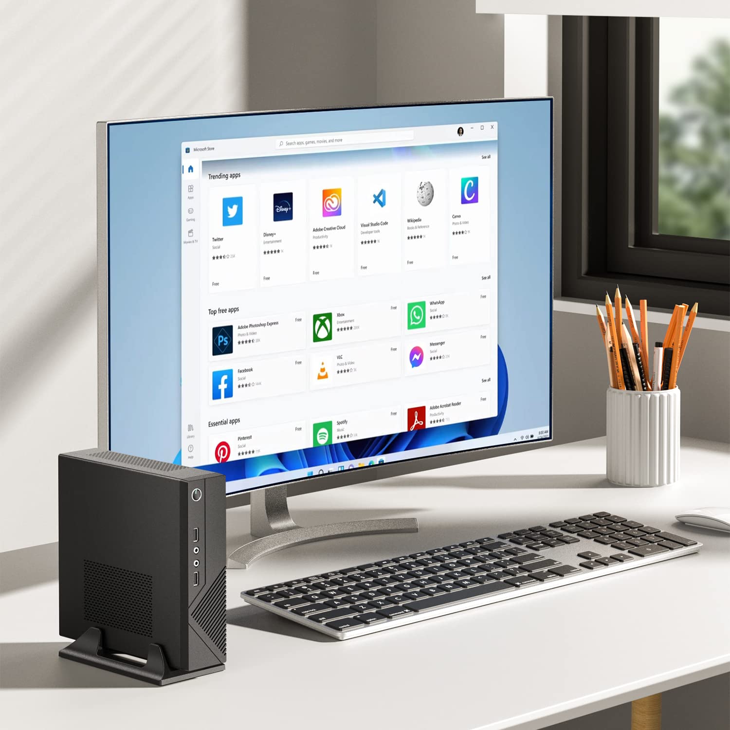 Mini PC Intel Celeron N5105 Desktop Mini Computers, Small Computer Tower Window 10 Home 4K UHD Graphics, 8GB DDR4 256GB SSD, Business Micro PC with Keyboard and Mouse, USB 2.0/USB 3.0/LAN/VGA/HDMI