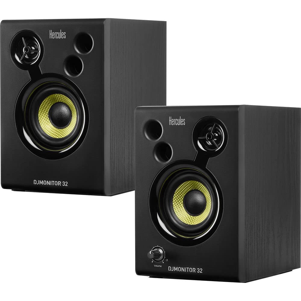 Hercules DJMonitor 32 3" Active Multimedia Speakers (Pair) Bundle with Polsen HPC-A30-MK2 Studio Monitor Headphones