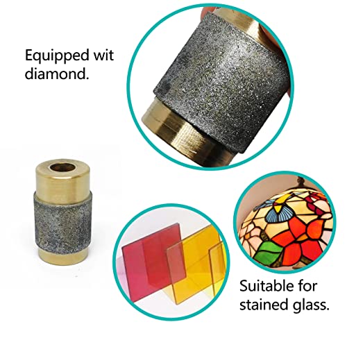 Jarshtime Glass Grinder Bits 4 PCS Diamond Stained Glass Grinding Wheel Includes 1 3/4 1/4 1/8 Inch Diamond Glass Grinder Heads