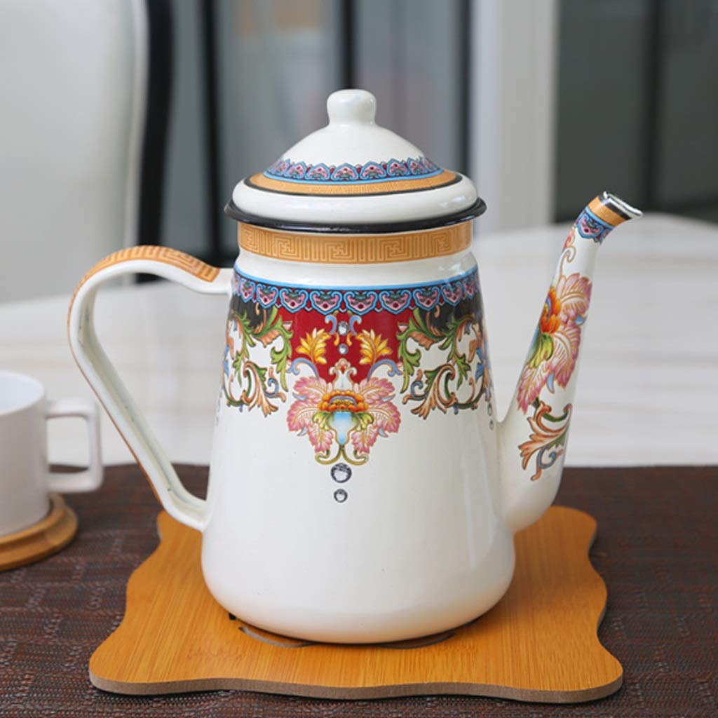 Enamel Kettle Thickened Retro Kettle White Whistle Induction Cooker Natural Gas Home Restaurant Teapot (1.2L, 40.5OZ) Multifunctional water kettle