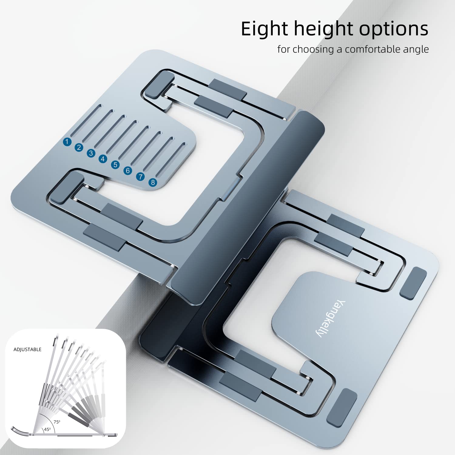 Yangkelly Tablet Stand Foldable and Adjustable, Aluminum Alloy Desktop Holder Drawing Stands Dock for iPad 7 to 12.9, Foldable Mobile Phones, Surfaces etc (Space Gray)