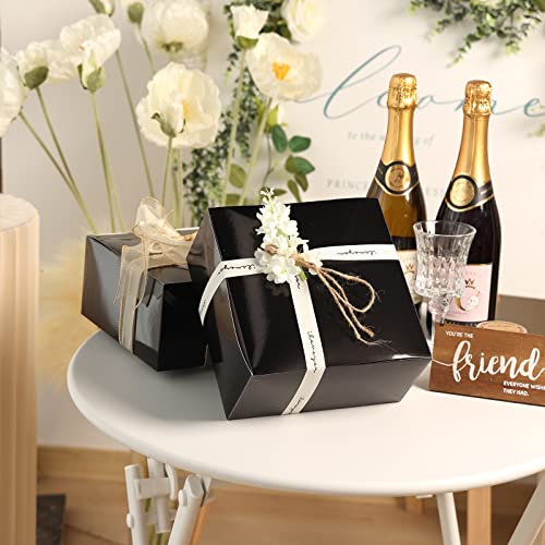 Moretoes Black Gift Boxes 12 Pack 8x8x4 Inches, Paper Gift Box with Lids for Wedding Present, Groomsmen Box, Graduation, Holiday, Birthday Party Favor, Engagements and Christmas
