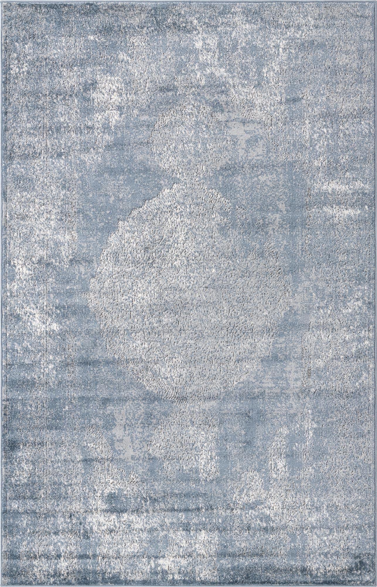 Rugs.com Oregon Collection Rug – 5' x 8' Blue Low-Pile Rug Perfect for Living Rooms, Large Dining Rooms, Open Floorplans