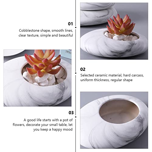 HANABASS Decorative Planters Vase Pebble Oval Desktop Container Home Pot Ceramic Ikebana Balcony Mini Indoor Flower Center Modern Holder Bonsai Outdoor Cactus for Style and Plant Garden