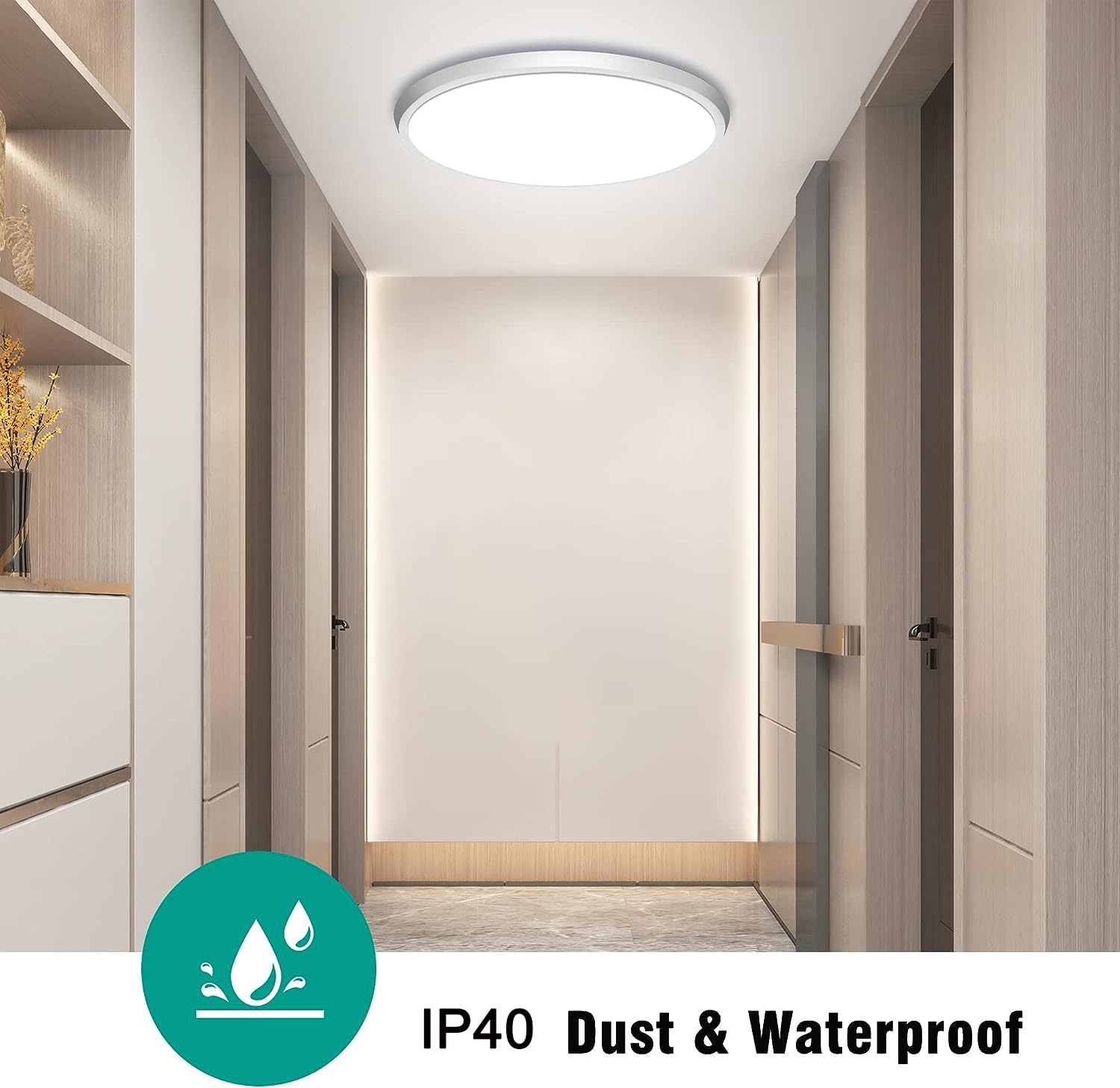 DODOPEN Motion Sensor Ceiling Light Wired - 12 Inch Motion Activated Flush Mount Lighting Fixture - 24W LED Ceiling Light for Closet, Hallway, Porch, Laundry, Garage, Basements - 5000K White