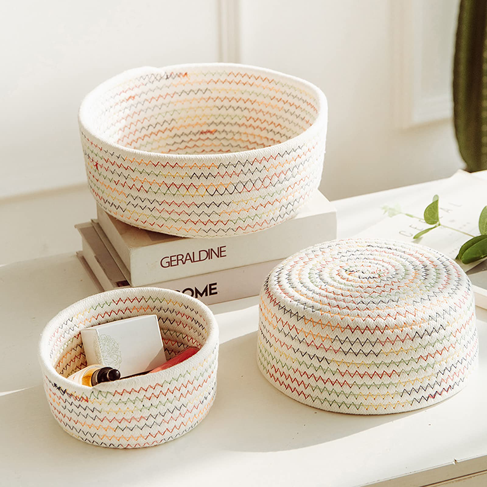 Mini Table Basket Organizer Closet Baskets Toy Basket 3 Pack Storage Baskets Storage Bins for Desk Woven Basket for Organizing