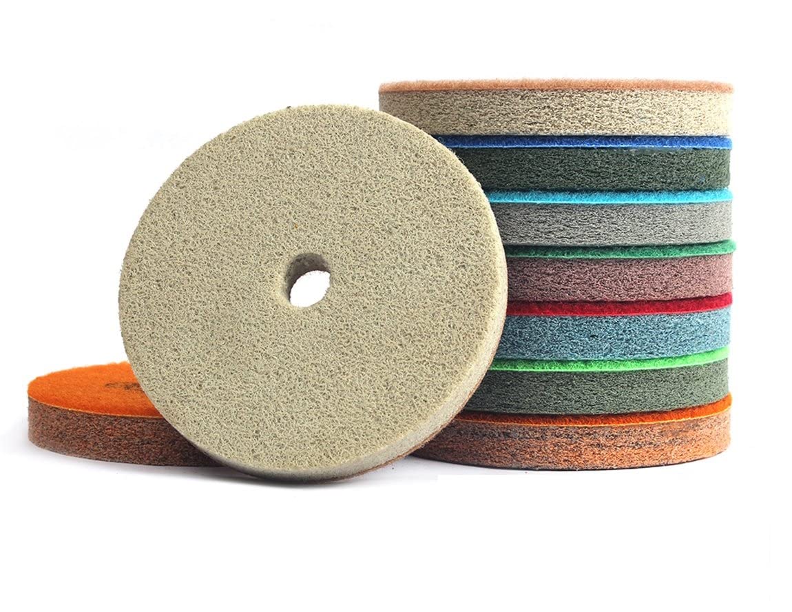 Z-LION 4" Sponge Polishing Pad Wet Use Buffing Pad for Grinder Hoop and Loop Buffing Wheel for Granite Marble Clean(7 pcs,4 Inches)