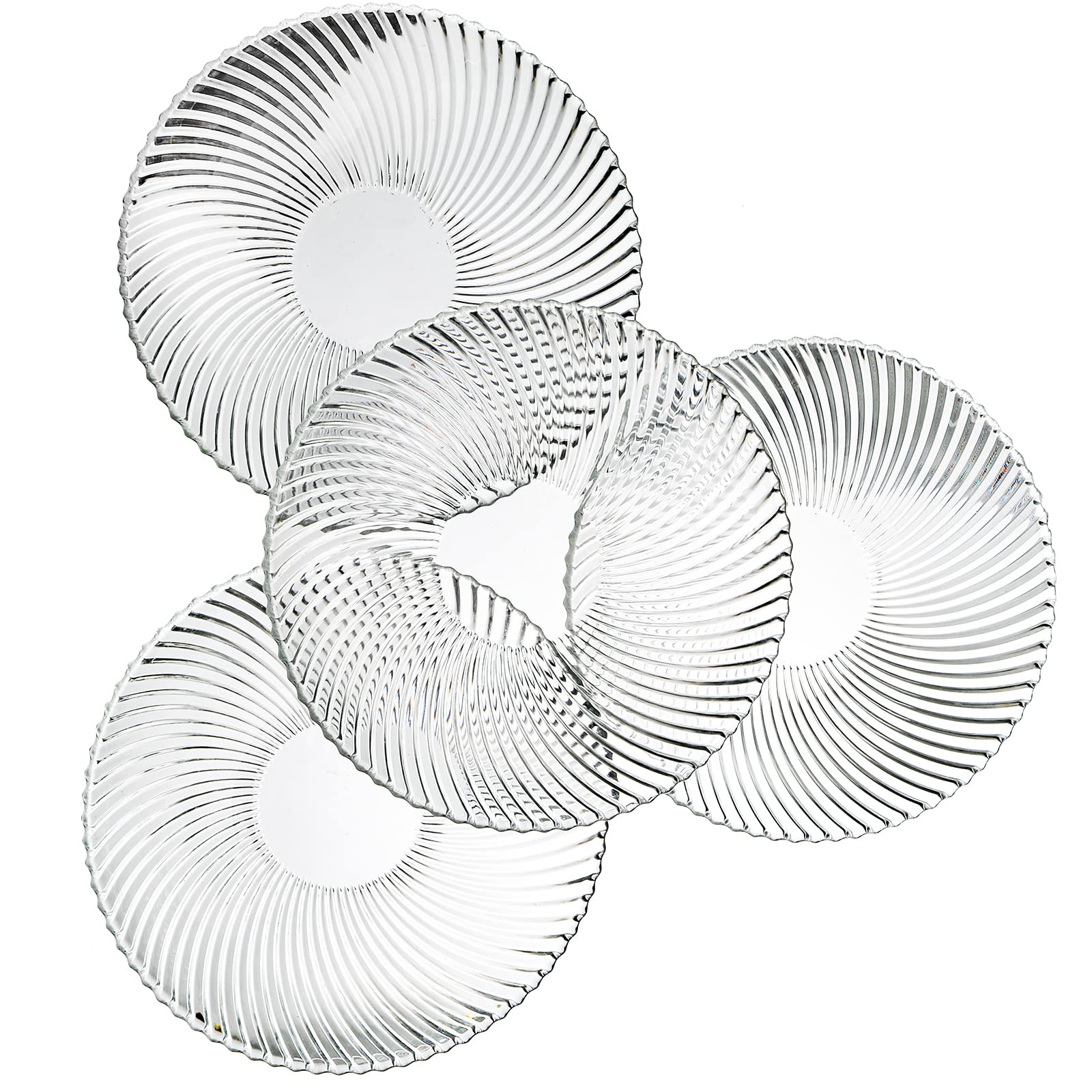 Fasmov 8 Pack 8.5 Inch Glass Salad Plates, Fruit Plate Dessert Plate Bread Dish Plates Wedding and Party Plates, Dishwasher Safe Plates