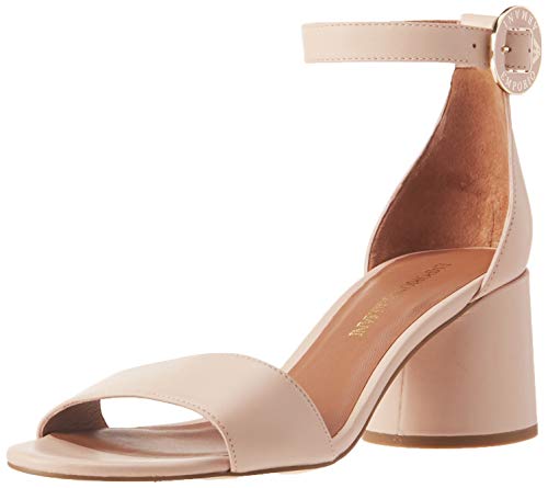 Emporio Armani Women's Block Heel Ankle Strap Sandal Heeled, Nude, 35M Medium EU (5.5 US)