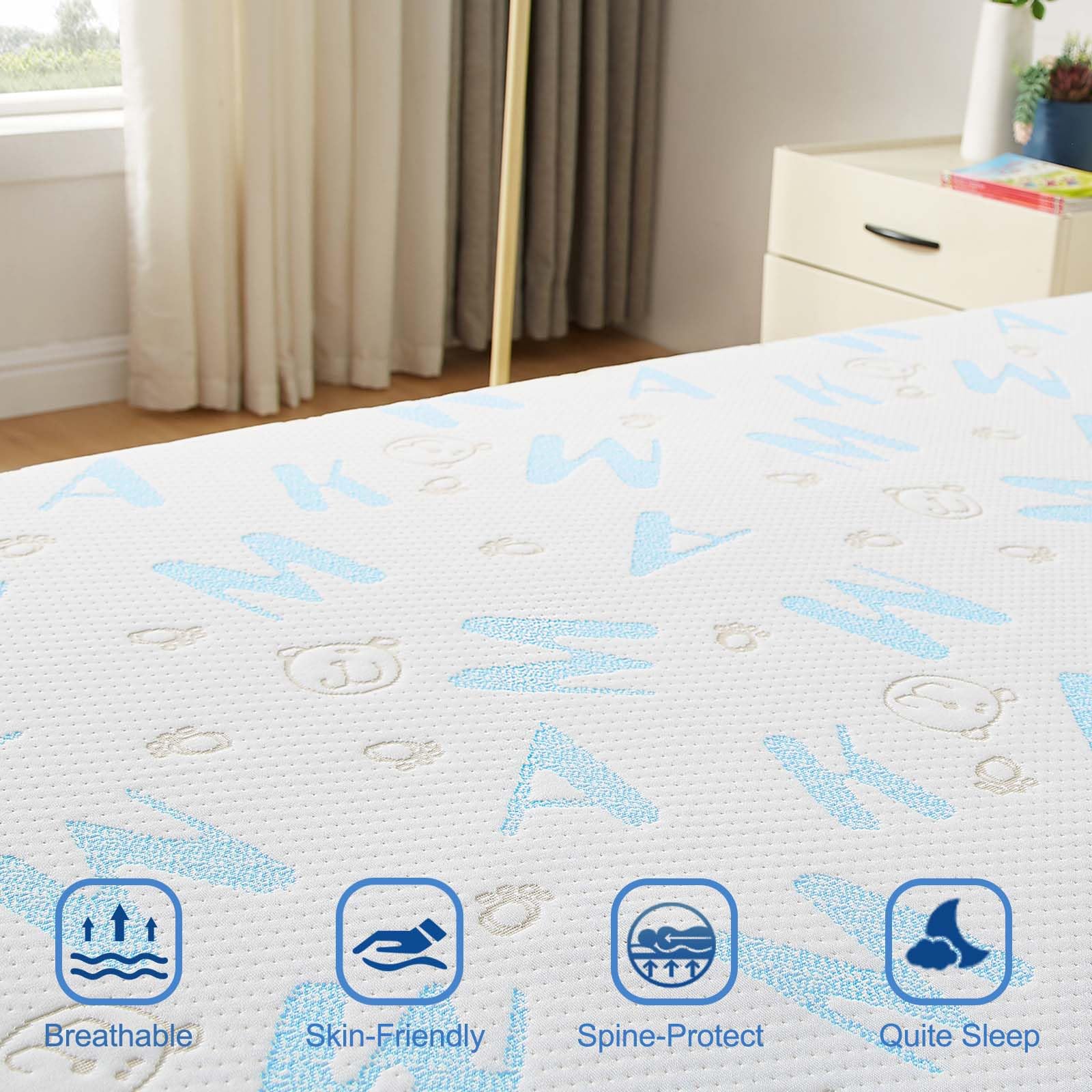OUUI 5 Inch Twin Mattress for Kids, Removable Washable Cover Cooling Memory Foam Medium Feel, Bed-in-a-Box, CertiPUR-US Certified